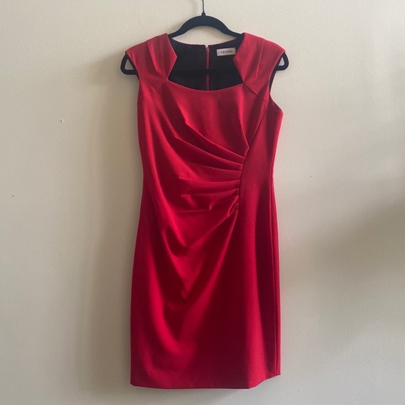 Calvin Klein | Dresses | Calvin Klein Red Dress Size 6 Petite | Poshmark